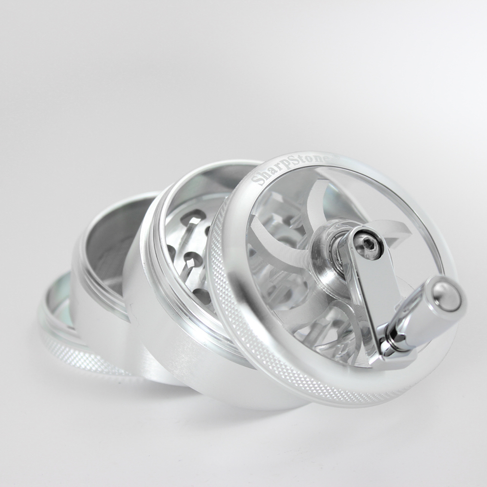 SharpStone Hand Crank 4 Piece Grinder Silver - Legalize it. We Think So
